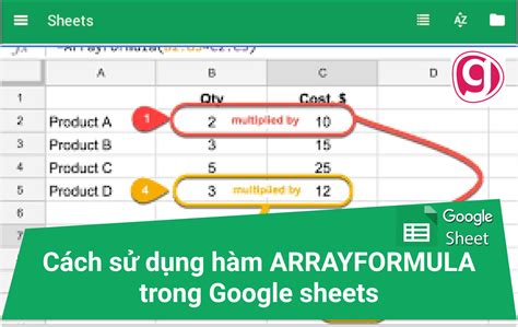 C Ch S D Ng H M Arrayformula Trong Google Sheets