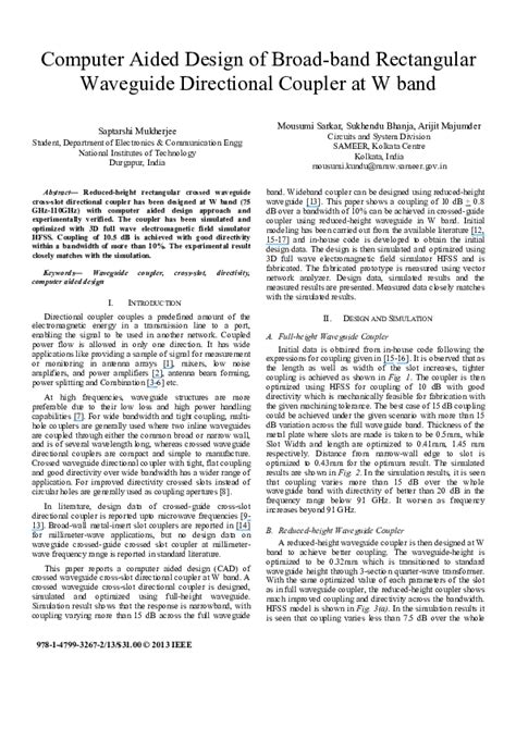 Pdf Computer Aided Design Of Broad Band Rectangular Waveguide Directional Coupler At W Band