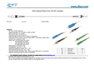 Optical Patch Cord Sc St Simplex PPT
