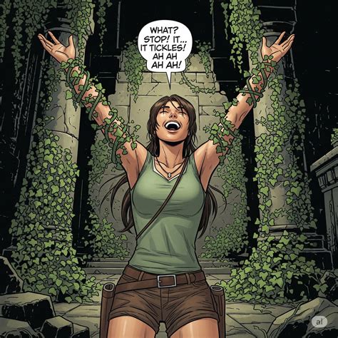 Lara Croft Tickled By Cursed Plants Ai By Ticklescenessexy On Deviantart
