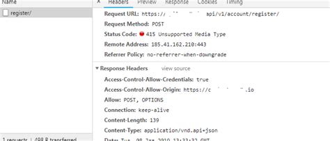 Server Responded With A Status Of 415 Unsupported Media Type Vuejs
