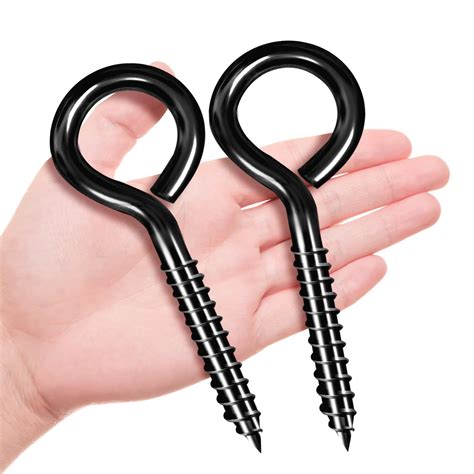 Zaugontw 5 Inch Eye Bolts Screw In Hooks Stainless Steel 4 Pcs Black