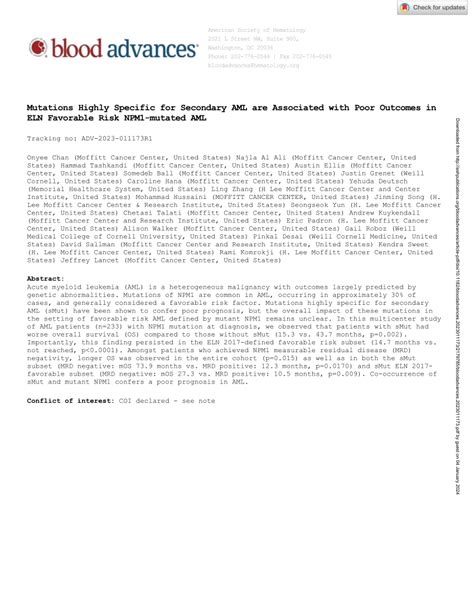 Pdf Mutations Highly Specific For Secondary Aml Are Associated With Poor Outcomes In Eln