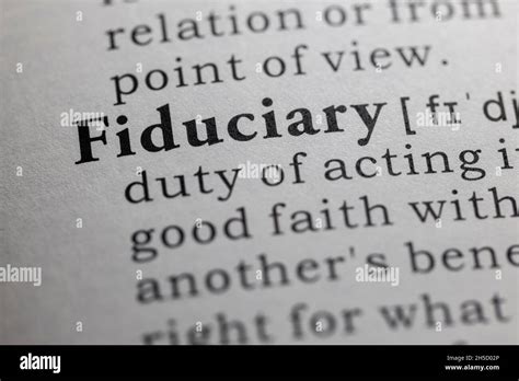Fake Dictionary Word Dictionary Definition Of Fiduciary Stock Photo
