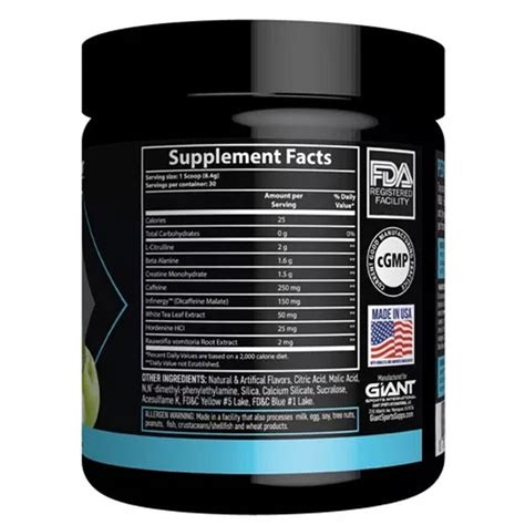 Giant Sports Rush Advanced Pre Workout 30 Servings
