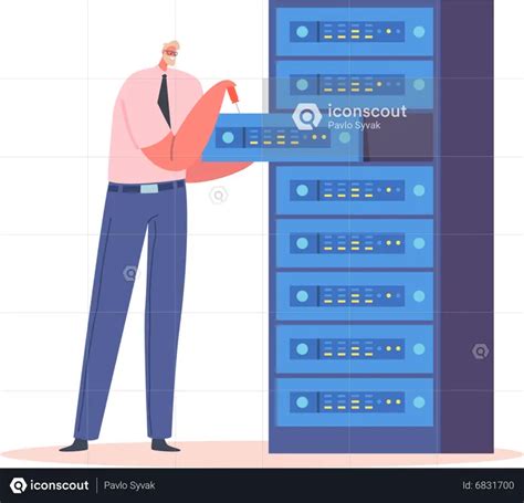 Best Sysadmin Servicing Server Racks Testing Or Repair Appliance Illustration Download In Png