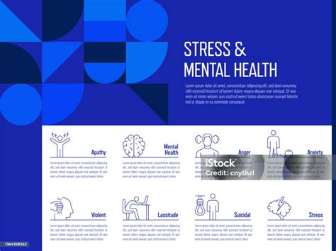 아이콘스트레스 우울증 정신 건강 개념 벡터 라인 인포그래픽 디자인 프리젠 테이션 배너 워크플로 레이아웃 흐름 차트 등을위한 9
