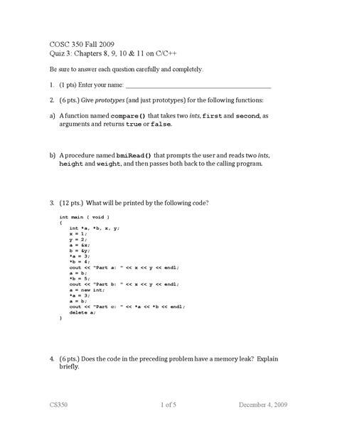 12 Questions On Data Structures Quiz 3 Cosc 350 Docsity