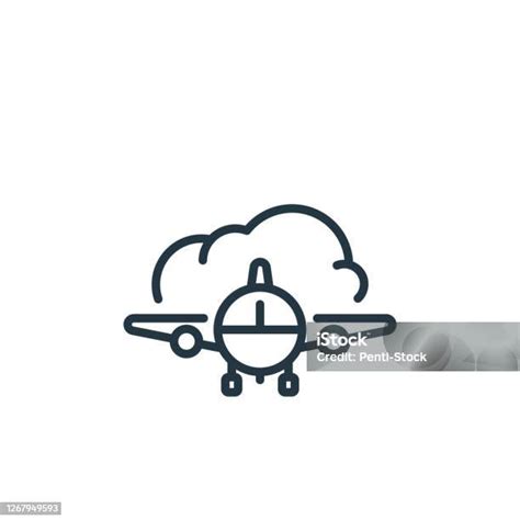 흰색 배경에 격리된 비행기 벡터 아이콘입니다 개요 웹 사이트 디자인 및 모바일 응용 프로그램 개발을위한 얇은 라인 비행기 아이콘 얇은 선 비행기 윤곽선 아이콘 벡터