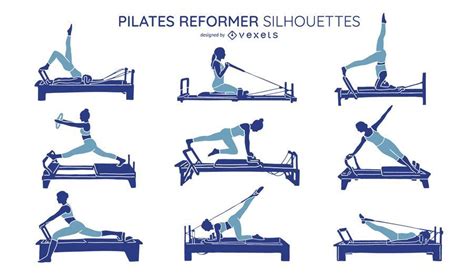 Pilates Exercises Silhouette Pack Vector Download Pilates Reformer