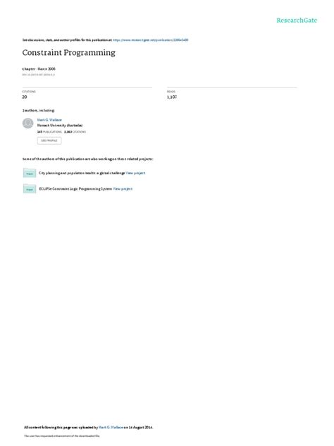 Constraint Programming Pdf Mathematical Optimization Applied