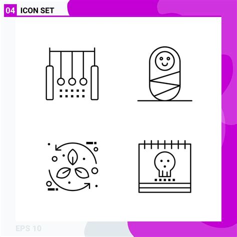 Line Icon Set Pack Of 4 Outline Icons Isolated On White Background For