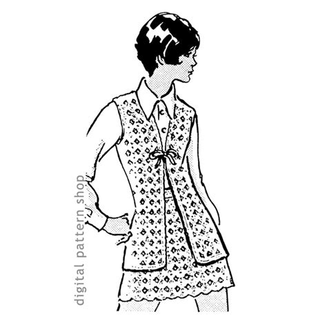 70s Vest And Mini Skirt Crochet Pattern Hippie Shell Stitch The