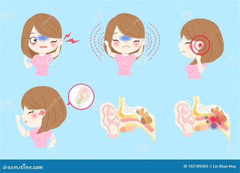 Mujer Con Otitis Media Ilustración Del Vector Ilustración De Interno 102189305