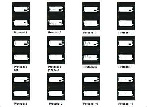 binary attenuation maps for all microct acquisition protocols each