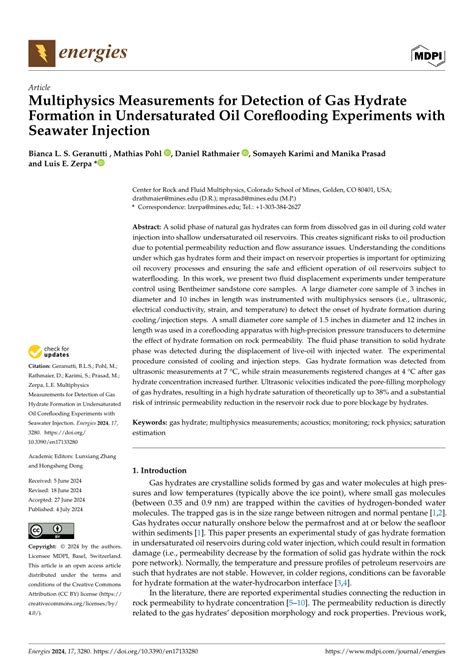 Pdf Multiphysics Measurements For Detection Of Gas Hydrate Formation In Undersaturated Oil