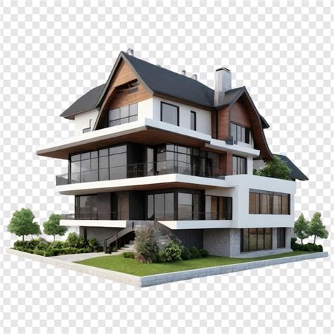 Современный дом изолированный на прозрачном фоне Премиум Ai сгенерированный Psd