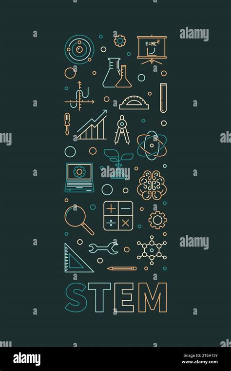 Stem Concept Vertical Creative Linear Banner Science Technology Engineering Mathematics Thin