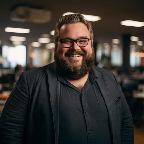 Premium Photo A Man With A Beard And Glasses In An Office