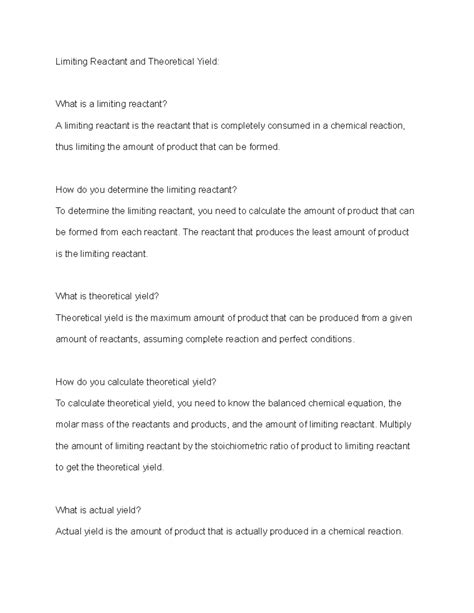 Limiting Reactant And Theoretical Yield How Do You Determine The