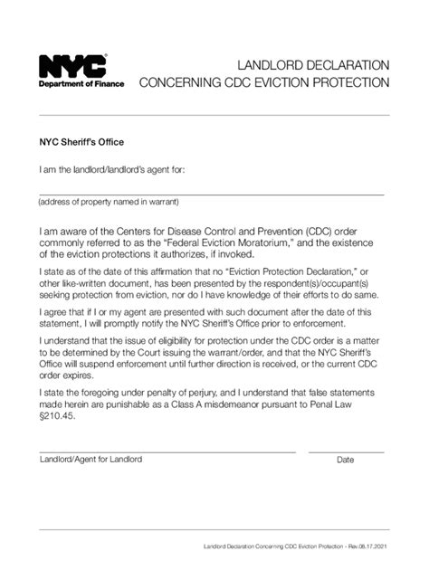 Usenfree Cdc Eviction Declaration Formfree To Print Save