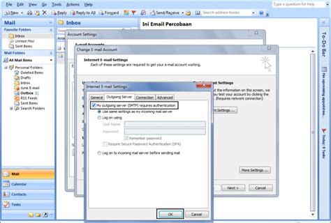 Mengaktifkan Opsi Smtp Authentication Di Microsoft Outlook