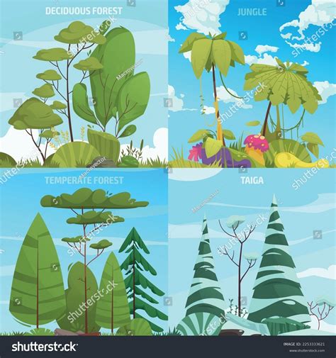 Ecosystem Types Cartoon Compositions Set Different Stock Vector Royalty Free 2253333621