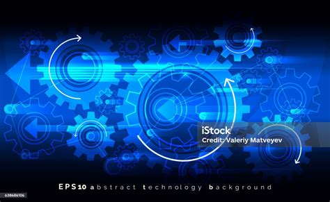 기어가 있는 메카닉 블루 벡터 배경 디지털 엔지니어링 톱니바퀴 개념 개발에 대한 스톡 벡터 아트 및 기타 이미지 개발 건축물 공학 Istock
