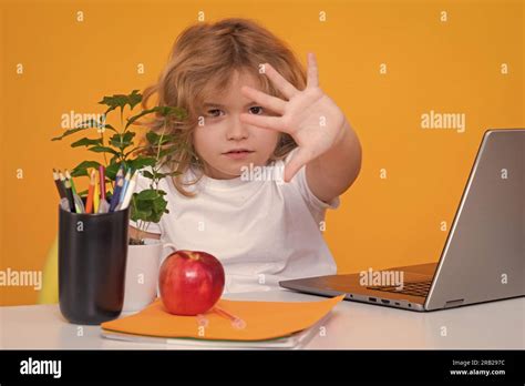 Stop Bullying Sad And Angry Pupil Nerd Pupil Boy From Elementary School With Book Isolated On