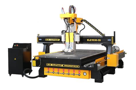 Three Step Multi Spindle CNC Router Machine With Rotary Axis Blue Elephant CNC Machinery