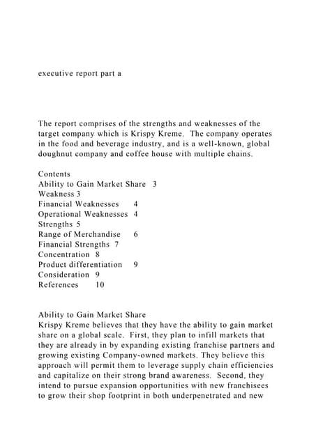 Executive Report Part A The Report Comprises Of Th Docx