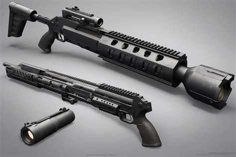 Tactical Shotgun With Breacher Muzzle Device And Rail System Premium