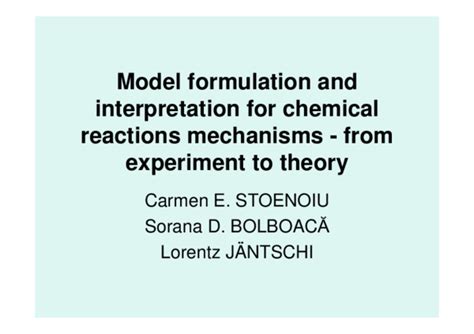 Pdf Model Formulation And Interpretation For Chemical Reactions