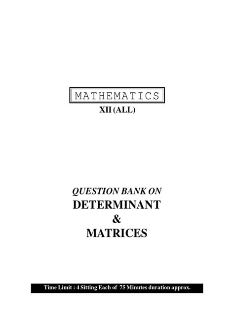 Determinant And Matrices Pdf Determinant Abstract Algebra