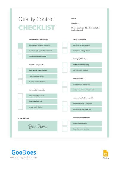 Quality Control Checklist For Manufacturing Template Avkiu
