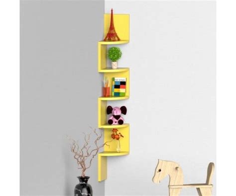Buy Wooden Fancy Zigzag Wall Mount Floating Corner Wall Shelf Online