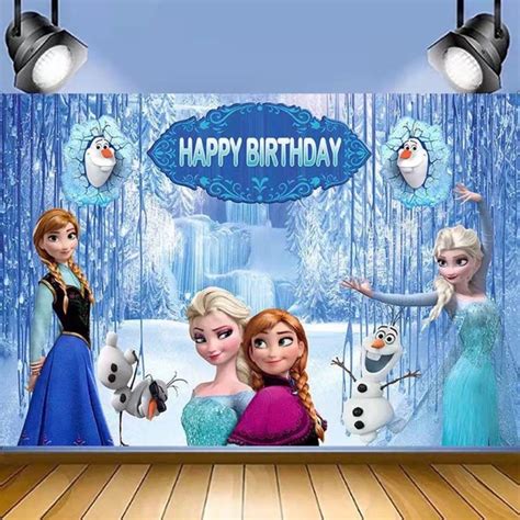 Frozen Backdrop Banner Happy Birthday Frozen Photo Background Props Decor Uk £10 77 Picclick Uk