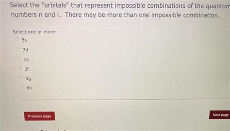 Solved Select The Orbitals That Represent Impossible