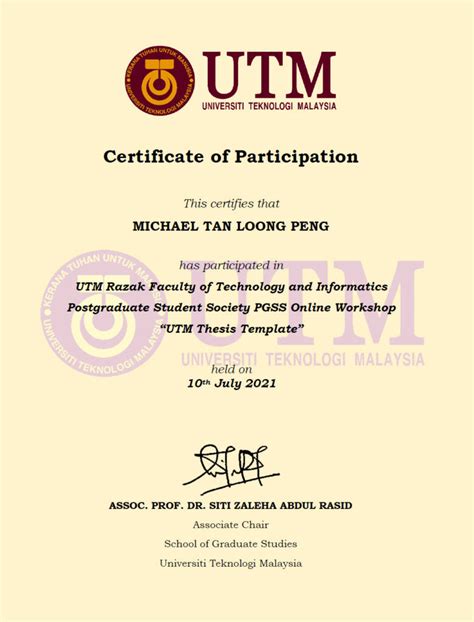 Utm Thesis Template Michael Tan Loong Peng