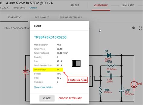 Webench® Toolslm2735 Custom Capacitor Shows Incorrect Esr And