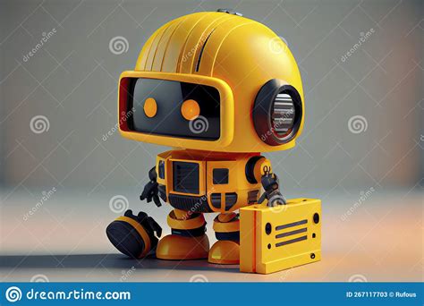 Engineer Robot With 3d Rendering Cute And Small Artificial Intelligence Assistant Robot Wear