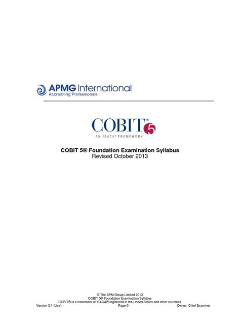 Cobit 5 Syllabus V3 1 Pdf Pdf Cobit Governance