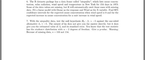 Solved 6 The R Datasets Package Has A Data Frame Called