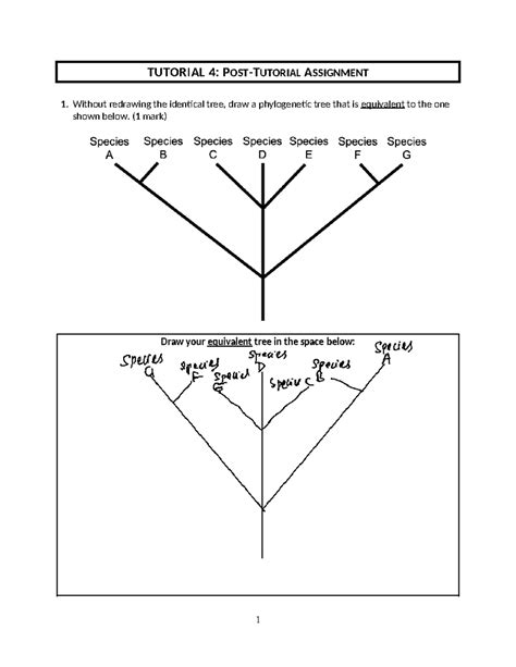 Tutorial Phylogenetic Trees F TUTORIAL POST TUTORIAL ASSIGNMENT Without Redrawing The