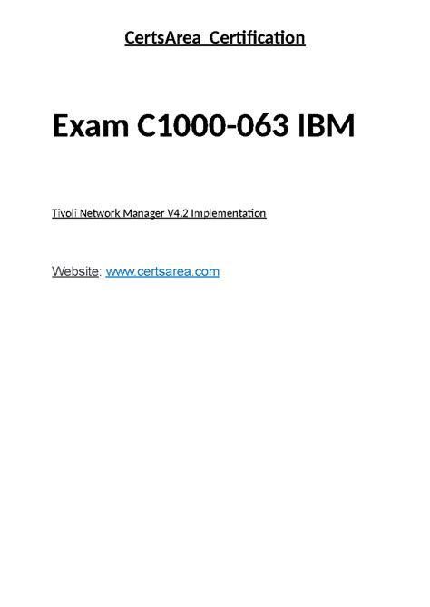 Exam C1000 063 IBM Tivoli Network Manager V4 2 Implementation Exam S1000 010 IBM Spectrum