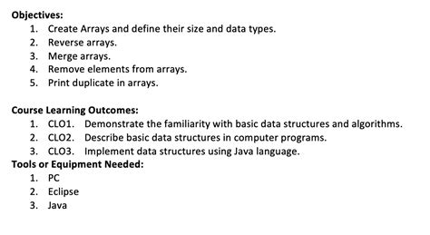 Solved Objectives 1 Create Arrays And Define Their Size