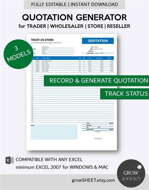 Quotation Generator For Small Business Quotation Maker Excel Template Quotation Tracker