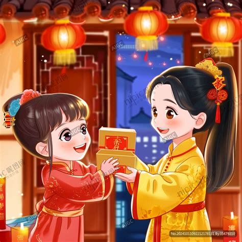Ai创作图新年金童玉女人物 拜年男孩女孩 女生拜年图 拜年过年插画 古代人物拜年 过年女孩插画 可爱漫画拜年女孩 贴春联插画 春节儿童放鞭炮贺图 春节拜年插画 新年场景插画 古代拜年 春节拜年