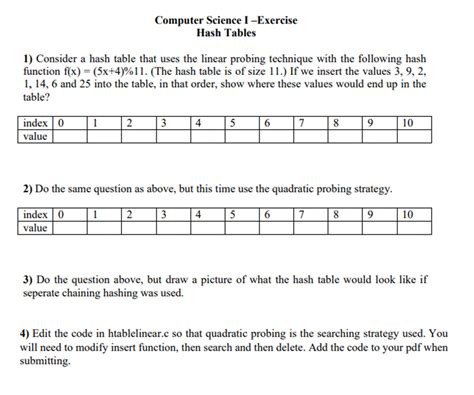 Solved Computer Science I Exercise Hash Tables 1 Consider A Hash Table 1 Answer