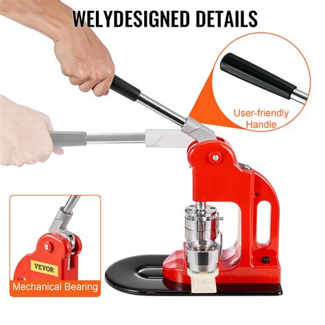 Vevor Button Maker Machine Badge Pin Machine 1 25 32mm 500 Free Parts Press Kit Vevor Us